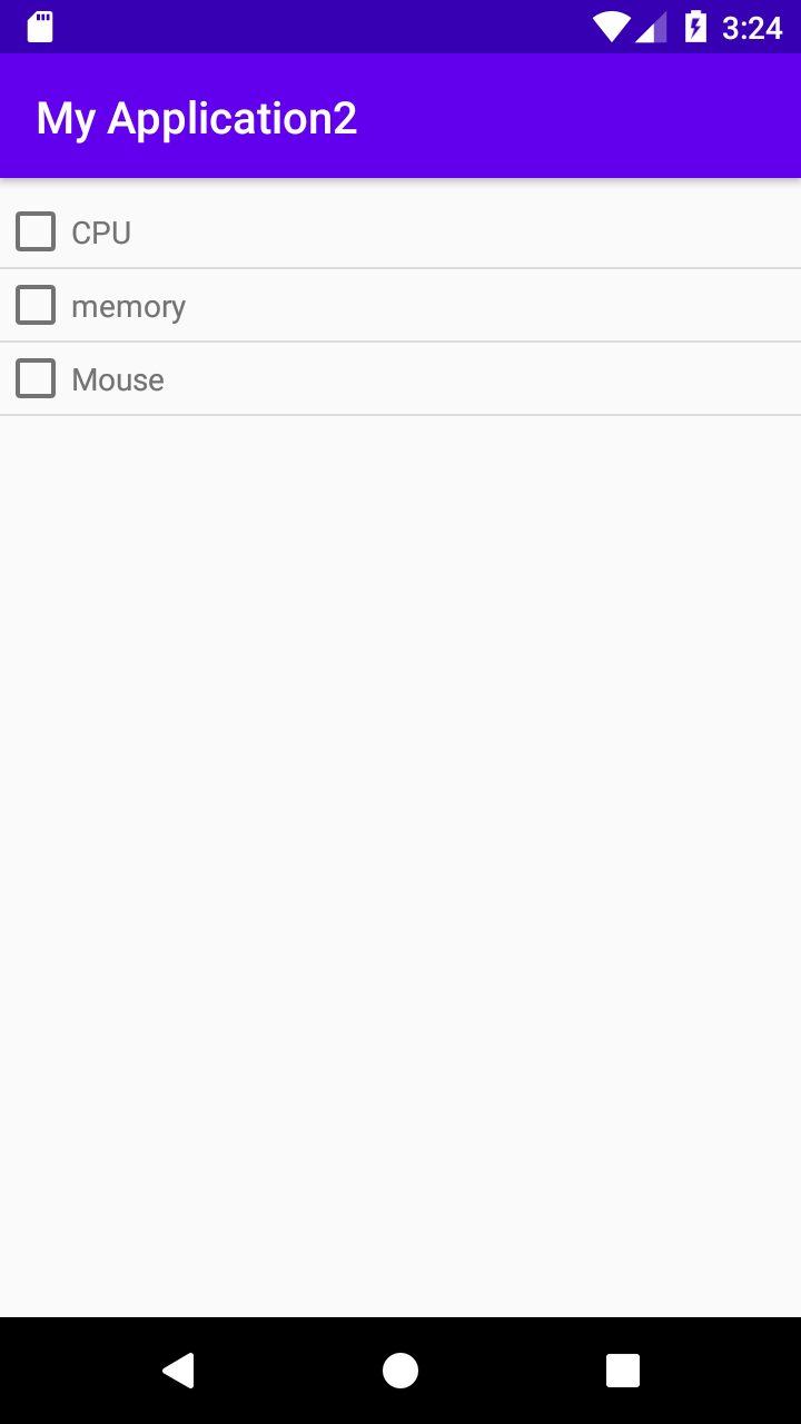 Android Listviewにチェックボクスとテキストのリストを表示する Chibashis Note